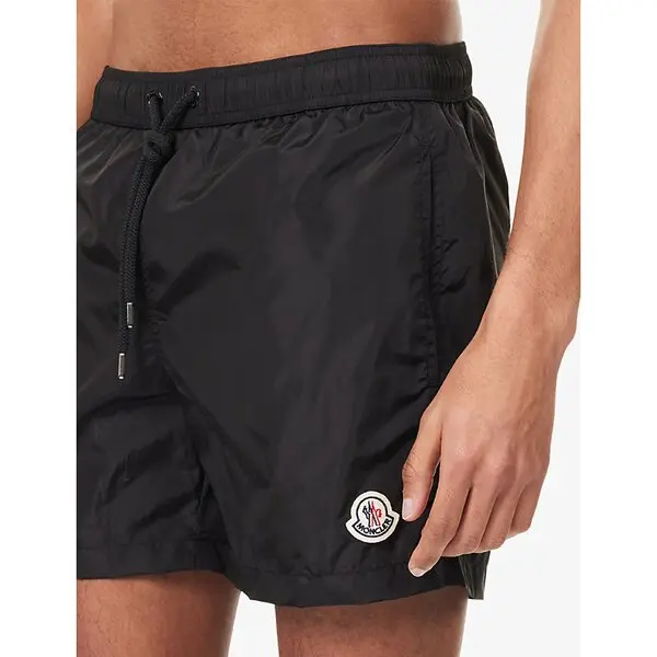 Moncler Brand-patch Drawstring Swim Shorts - Black