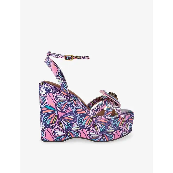 Kurt Geiger Butterfly Woven Platform Wedge Sandals - Lilac