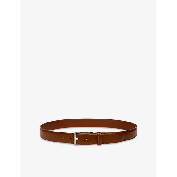 Sandro Branded-buckle Leather Belt - Cognac