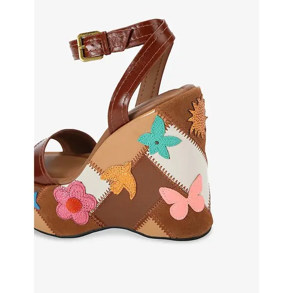 Kurt Geiger Patchwork Leather Platform Wedge Sandals