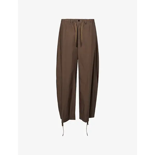 Sacai Typewriter Drawstring-waist Cotton Trousers - Taupe