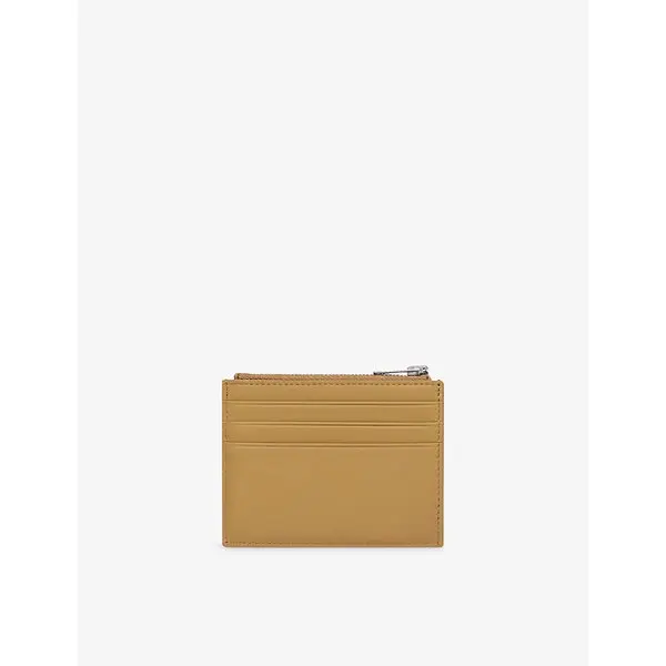 Sandro Zipped Logo-embossed Leather Cardholder - Natural