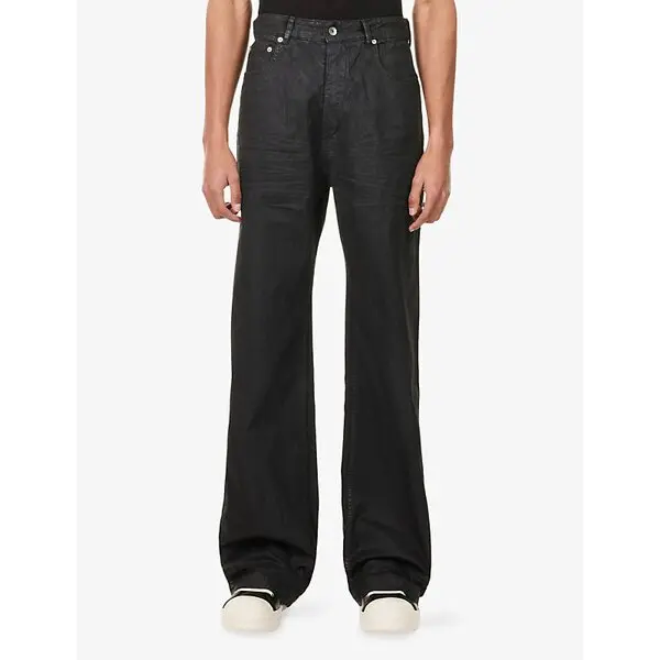 Rick Owens Geth Coated Denim Jeans - Black