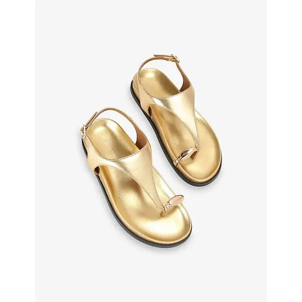 Kurt Geiger Rira Leather Sandals - Gold