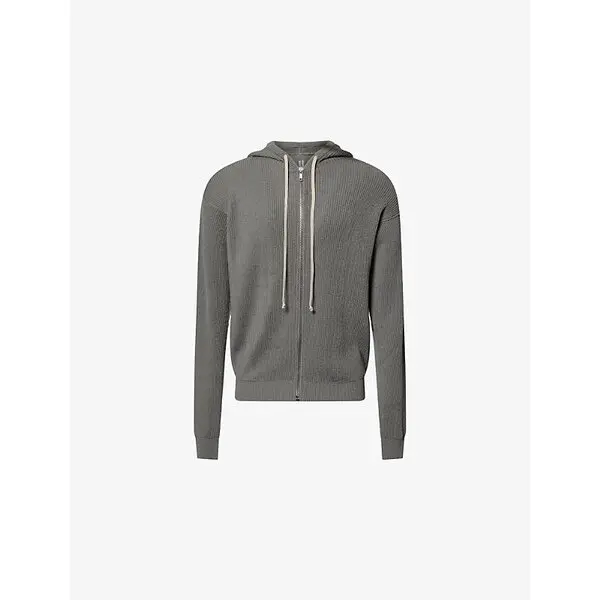Rick Owens Zip-up Rib-knit Wool Hoody