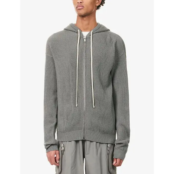 Rick Owens Zip-up Rib-knit Wool Hoody