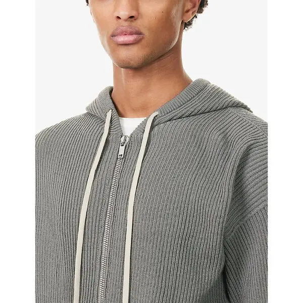 Rick Owens Zip-up Rib-knit Wool Hoody