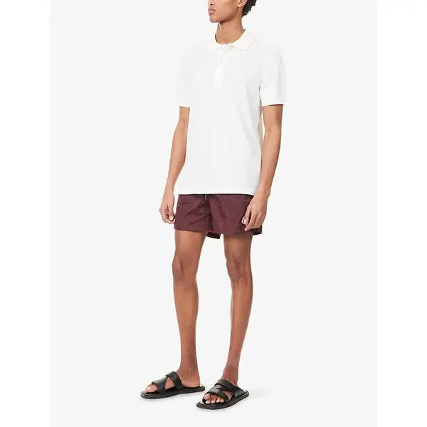 Moncler Brand-patch Drawstring Swim Shorts - Dark Red