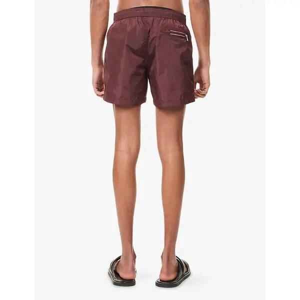 Moncler Brand-patch Drawstring Swim Shorts - Dark Red