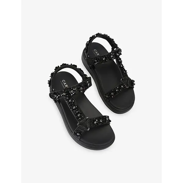 Carvela Novara Woven Flatform Sandals - Black