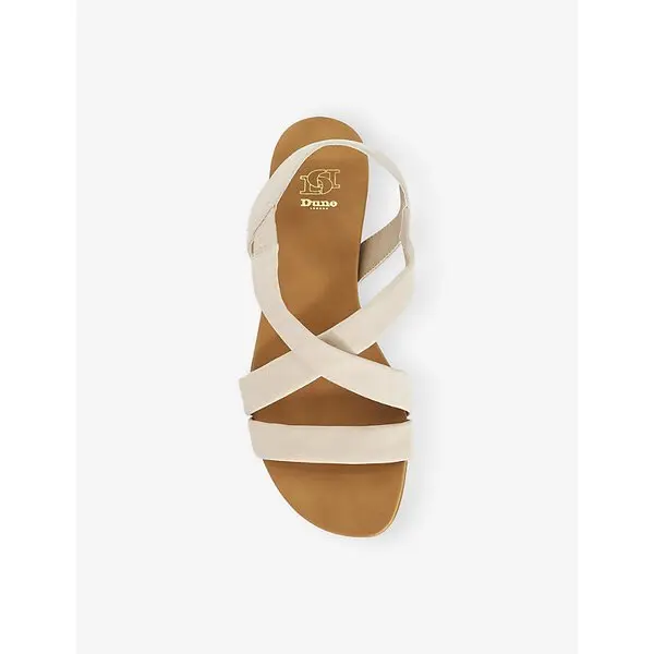 DUNE Landies Leather Flat Sandals - Ecru Nubuck