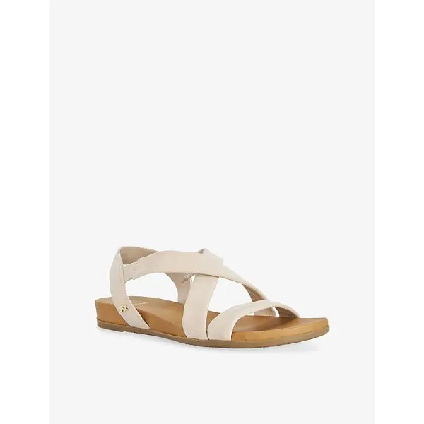 DUNE Landies Leather Flat Sandals - Ecru Nubuck