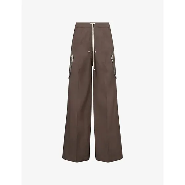 Rick Owens Heizer Belas Cotton-blend Cargo Trousers - Dark Dust
