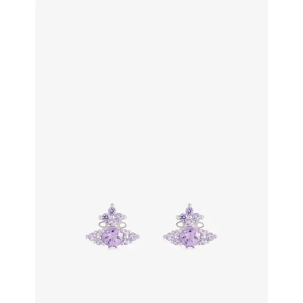 VIVIENNE WESTWOOD Feodorita Silver-plated Brass And Cubic-zirconia Stud Earrings - Platinum / Lavender Cz