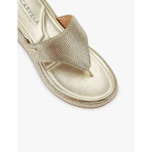 Carvela Dorata Woven Rhinestone Embellished Flatform Sandals