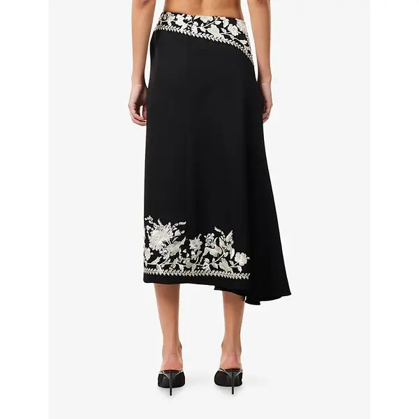 Erdem Drape Embroidered Midi Skirt