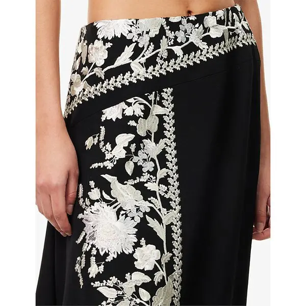 Erdem Drape Embroidered Midi Skirt