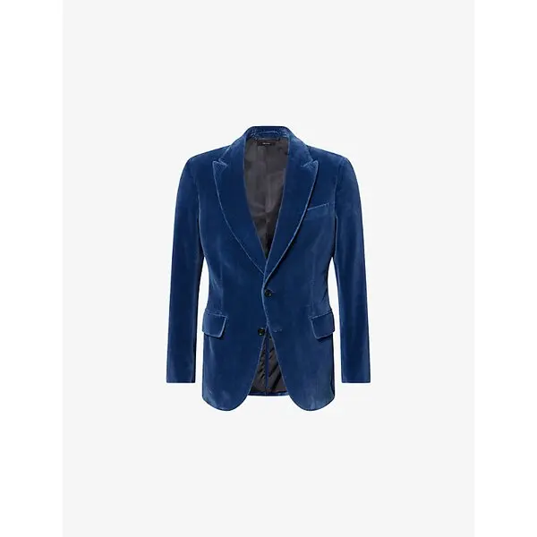 TOM FORD Single-breasted Cotton-velvet Evening Jacket - Indigo