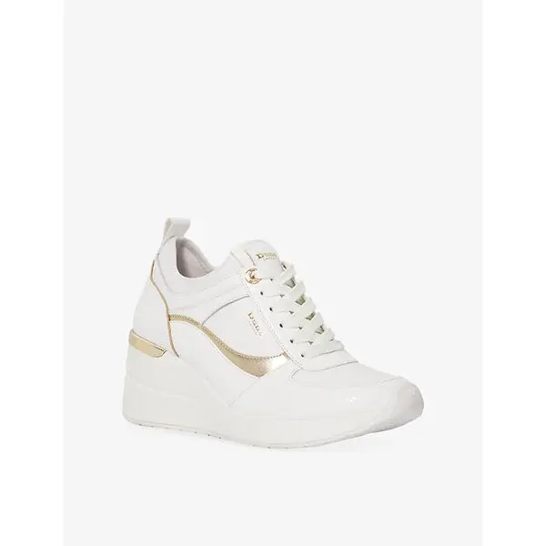 DUNE Elarah Leather Wedge Trainers
