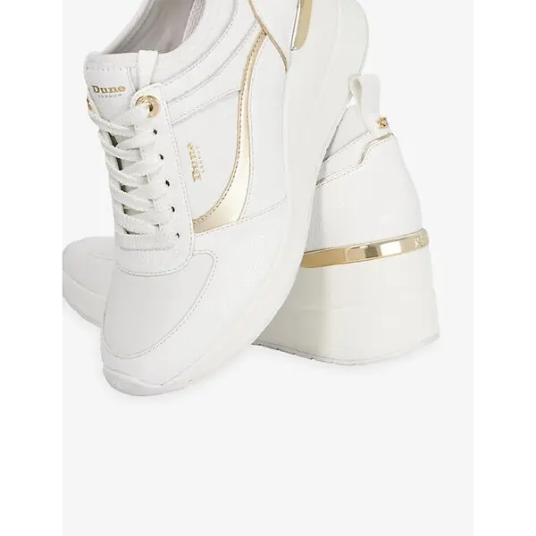 DUNE Elarah Leather Wedge Trainers