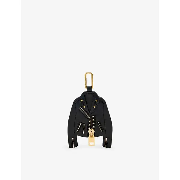 ALLSAINTS Balfern Leather Keyring - Black/gold