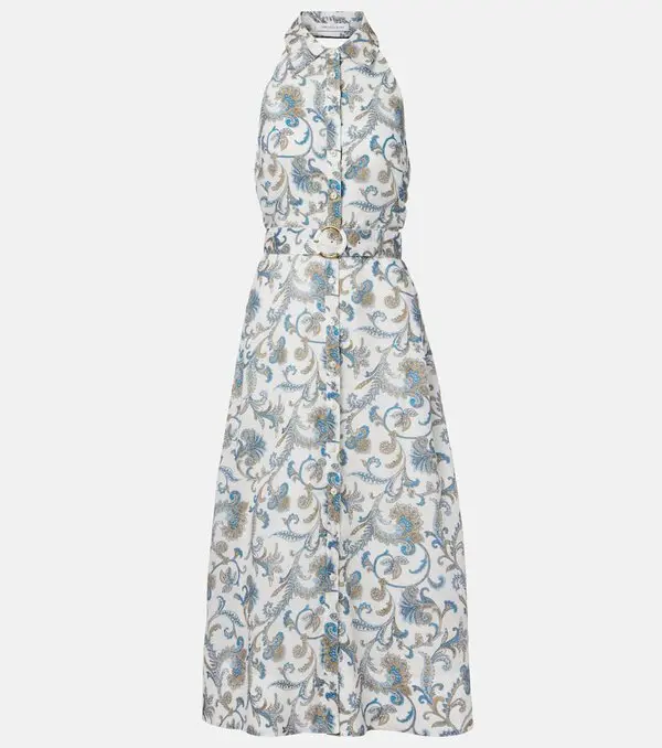 Veronica Beard Mackey Paisley Ramie Midi Dress - Multicoloured