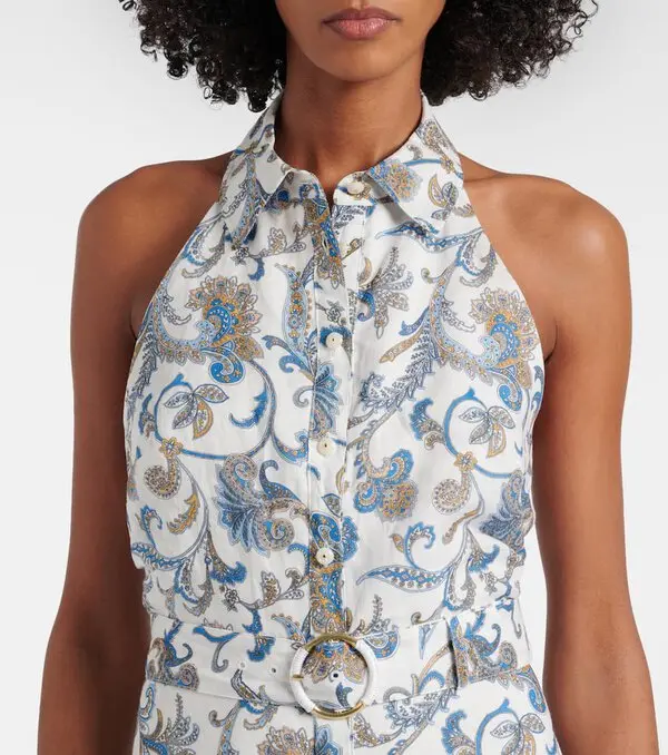 Veronica Beard Mackey Paisley Ramie Midi Dress - Multicoloured