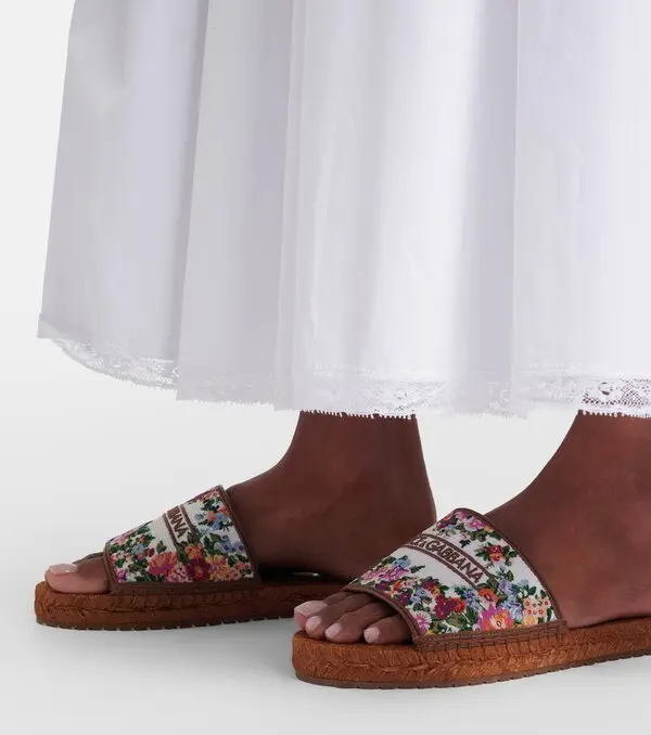 Dolce & Gabbana Floral Espadrille Slides - Multicoloured