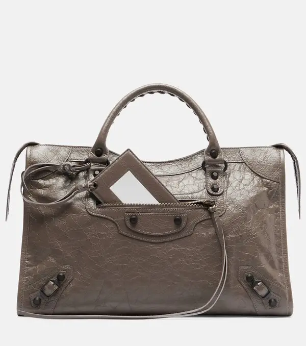Balenciaga Le City Medium Leather Top-handle Bag - Grey