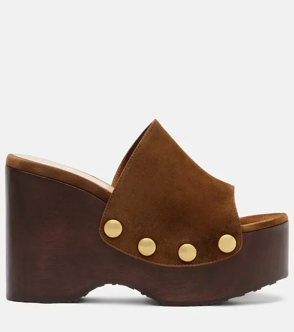 GIANVITO ROSSI Ardea Embellished Suede Wedge Mules