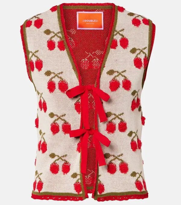 La DoubleJ Cherry Intarsia Cotton-blend Vest - Multicoloured