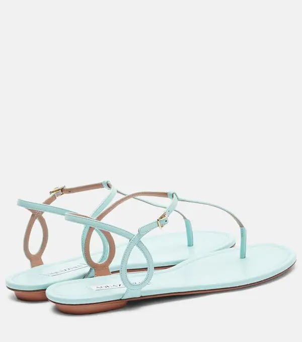 AQUAZZURA Almost Bare Leather Thong Sandals - Blue