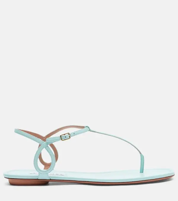AQUAZZURA Almost Bare Leather Thong Sandals - Blue