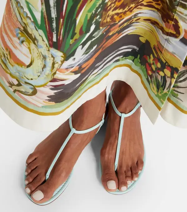 AQUAZZURA Almost Bare Leather Thong Sandals - Blue