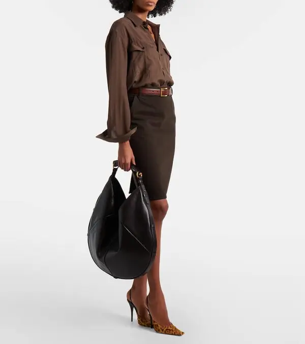 Saint Laurent Mombasa Large Leather Shoulder Bag - Brown