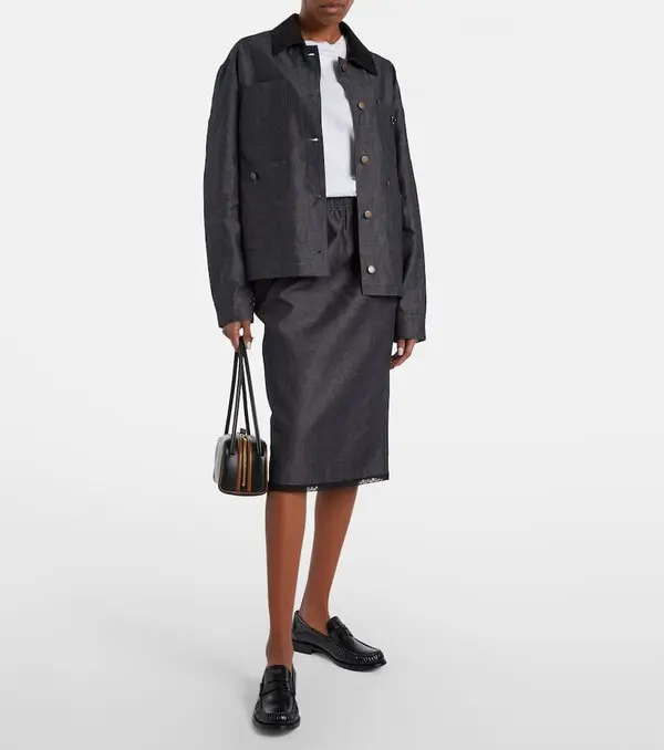 Prada Cotton And Linen Chambray Jacket - Blue