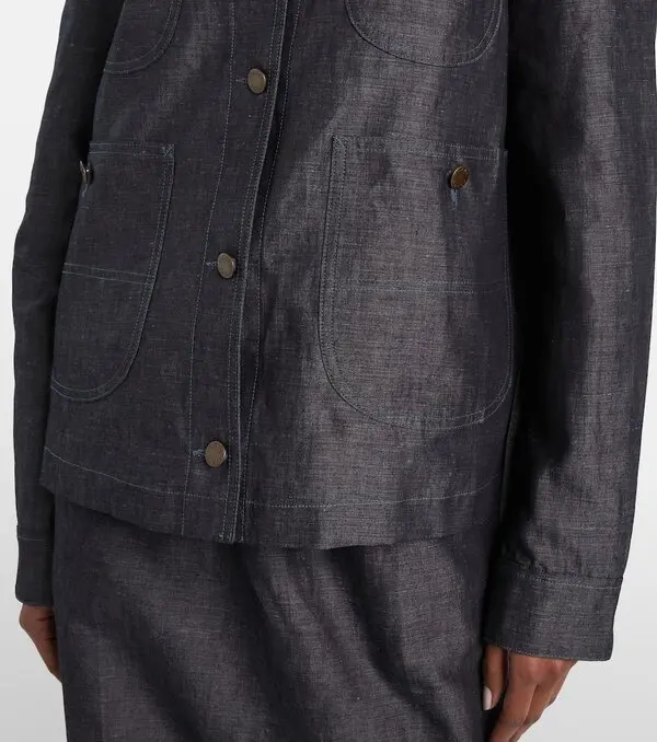 Prada Cotton And Linen Chambray Jacket - Blue