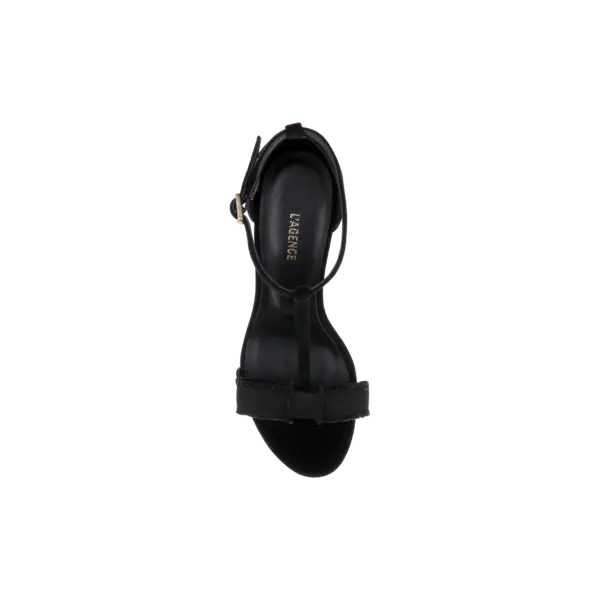 L'Agence Lerner Suede T-strap Sandals - Black