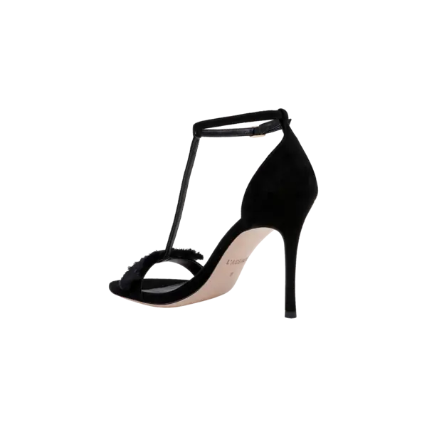 L'Agence Lerner Suede T-strap Sandals - Black