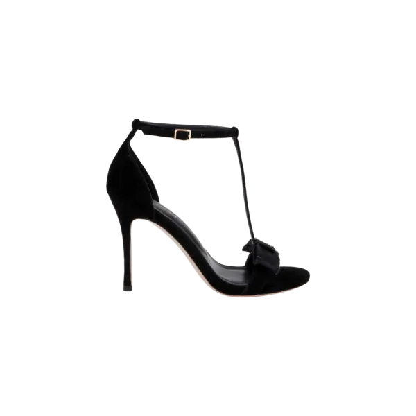 L'Agence Lerner Suede T-strap Sandals - Black