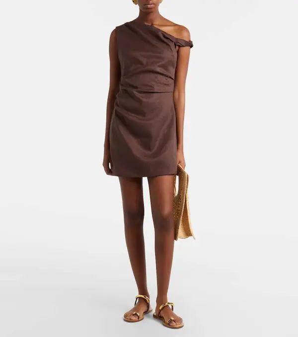 SIR. One-shoulder Linen Minidress