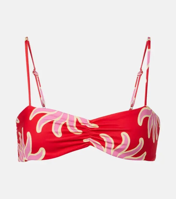 CALA DE LA CRUZ Lilo Printed Ruched Bikini Top - Multicoloured