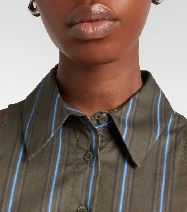 Staud Romy Striped Cotton Midi Dress