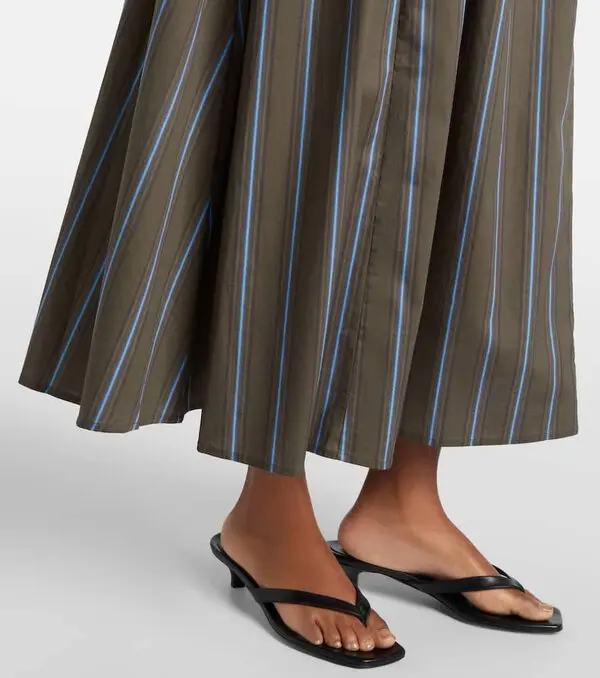 Staud Romy Striped Cotton Midi Dress