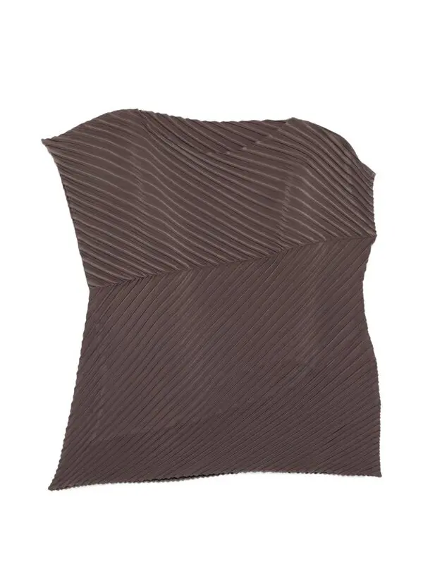 Issey Miyake Asymmetric Pleated Top - Brown
