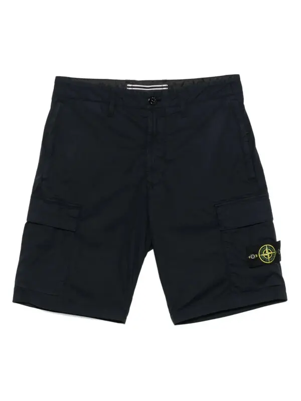 Stone Island Cargo Shorts With Logo - Blue