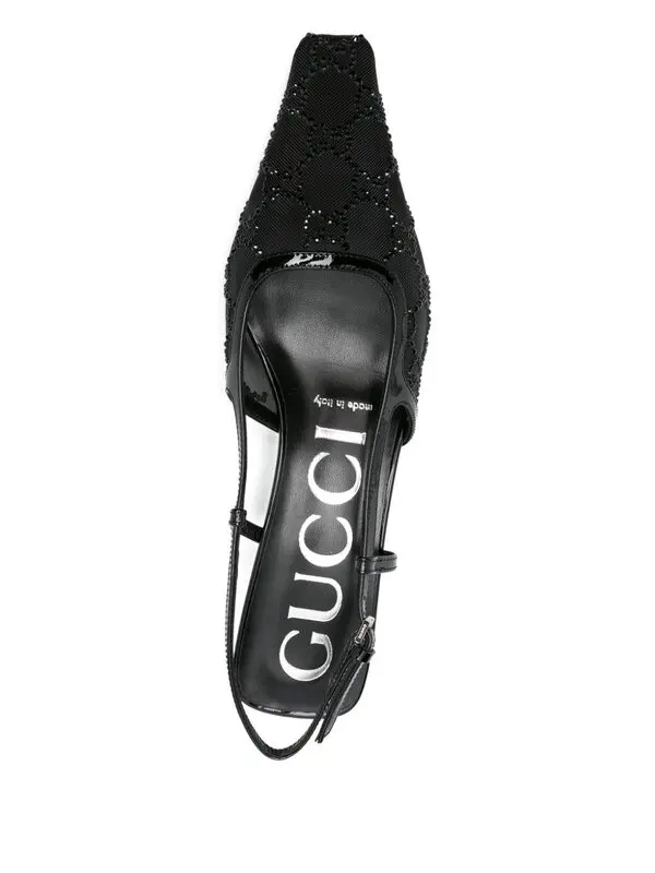Gucci Crystal Embellished Slingback Pumps - Black