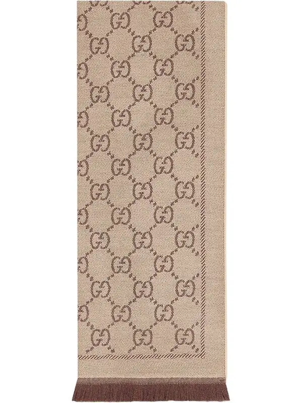 Gucci Gg Wool Scarf - Beige