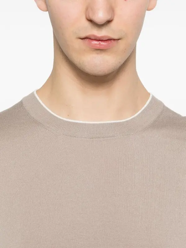 Brunello Cucinelli Knitted Cotton T-shirt - Brown