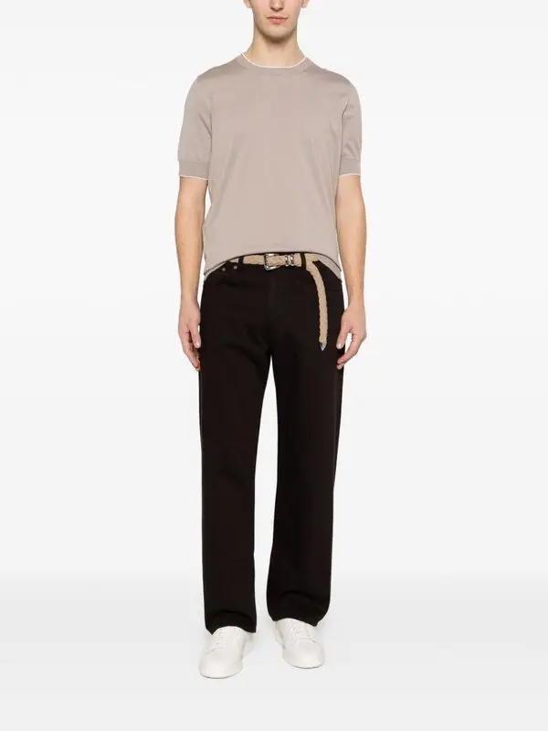 Brunello Cucinelli Knitted Cotton T-shirt - Brown